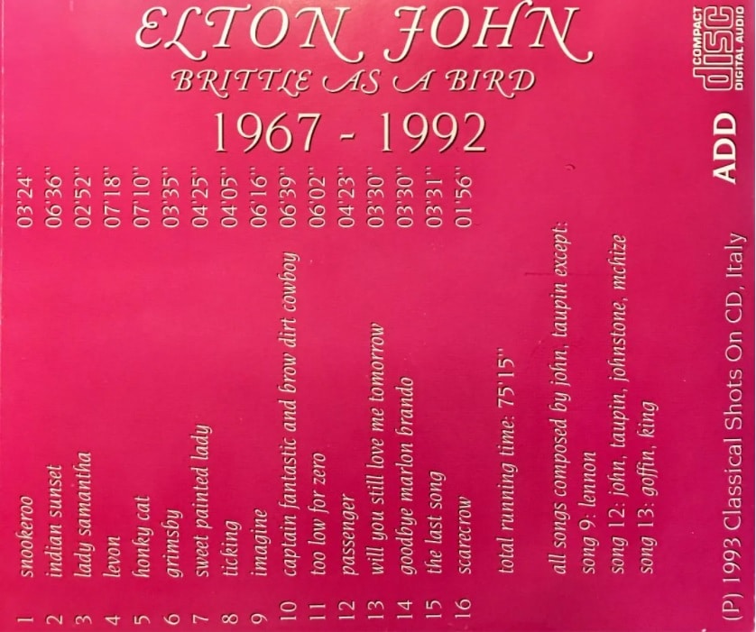 Elton John - Brittle As A Bird 1967-1992 - Submarino Amarillo Mexico